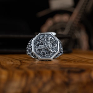 Vintage Griffin Signet Ring in Silver for Engagement Gift, Gryphon ...
