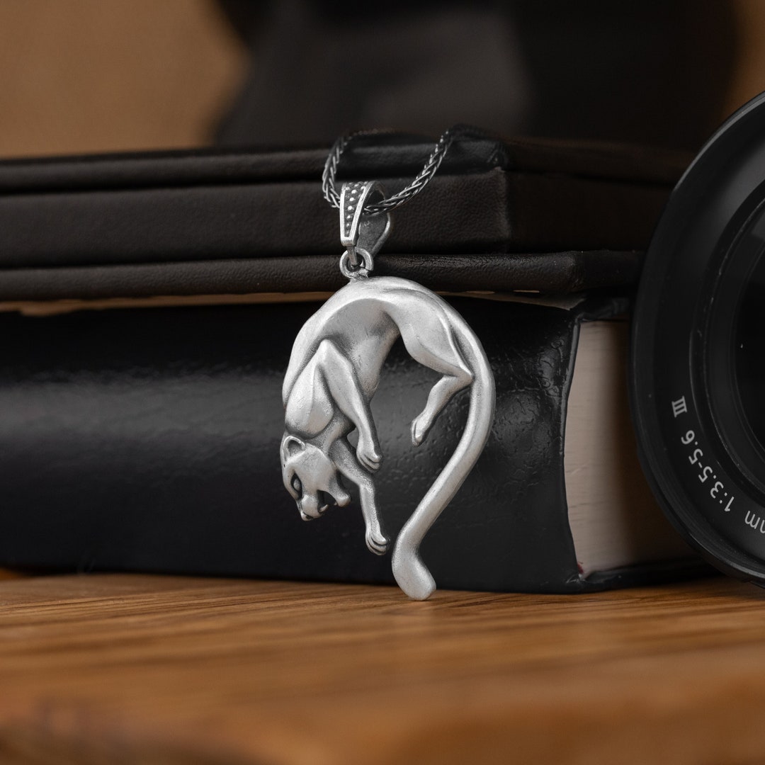 Wild Puma Sterling Silver Men Necklace, Handcrafted Angry Puma Mens ...