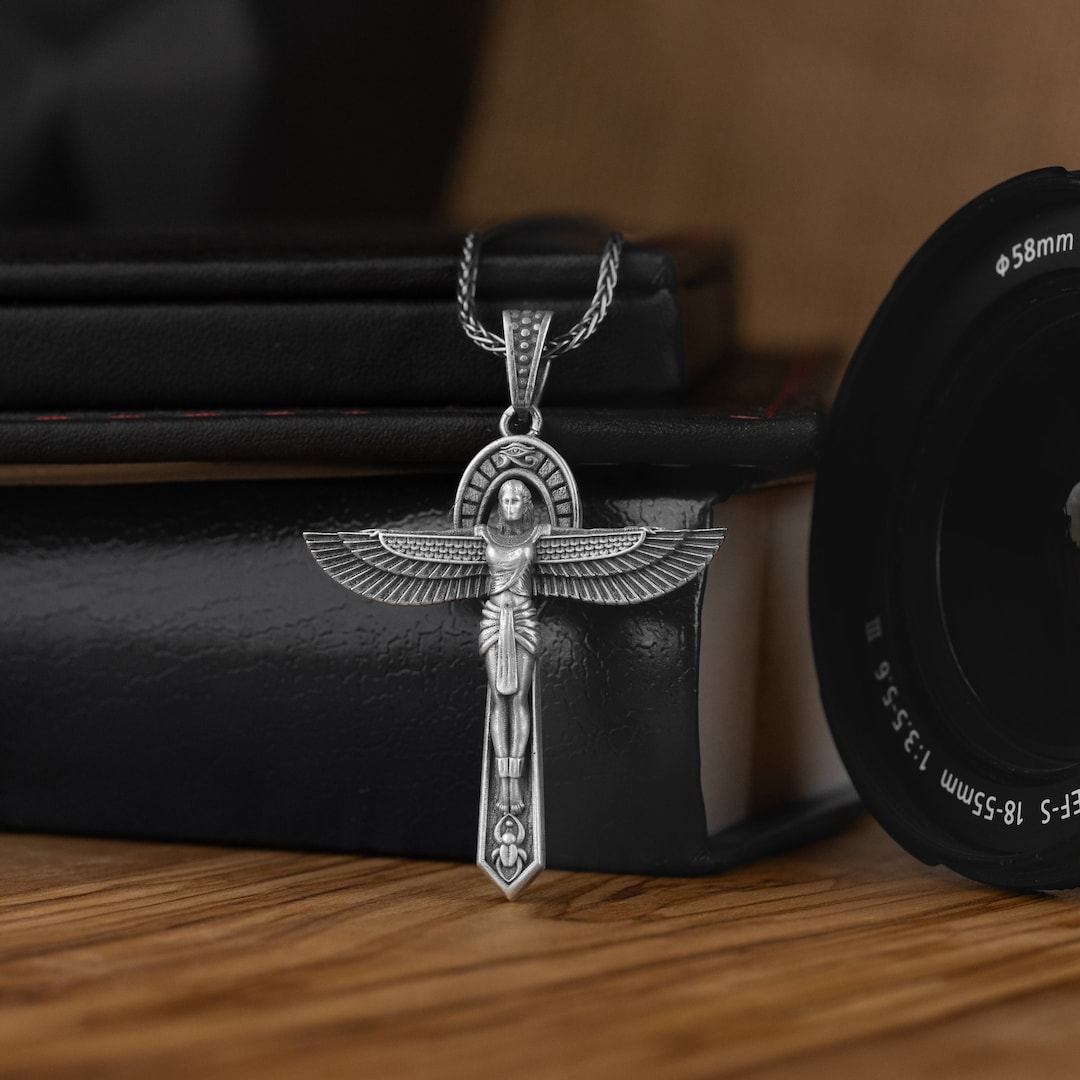 Isis on Ankh Pendant, Crux Ansata Eye of Horus on Top Isis and Ankh ...