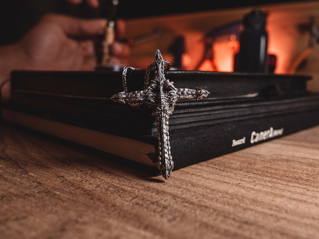 Gothic Style Cross Mens Pendant in Sterling Silver, Silver Cyberpunk ...