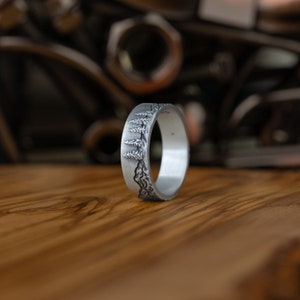 Handmade Sterling Silver Pine Trees Men Band Ring, Nature Wedding Ring ...