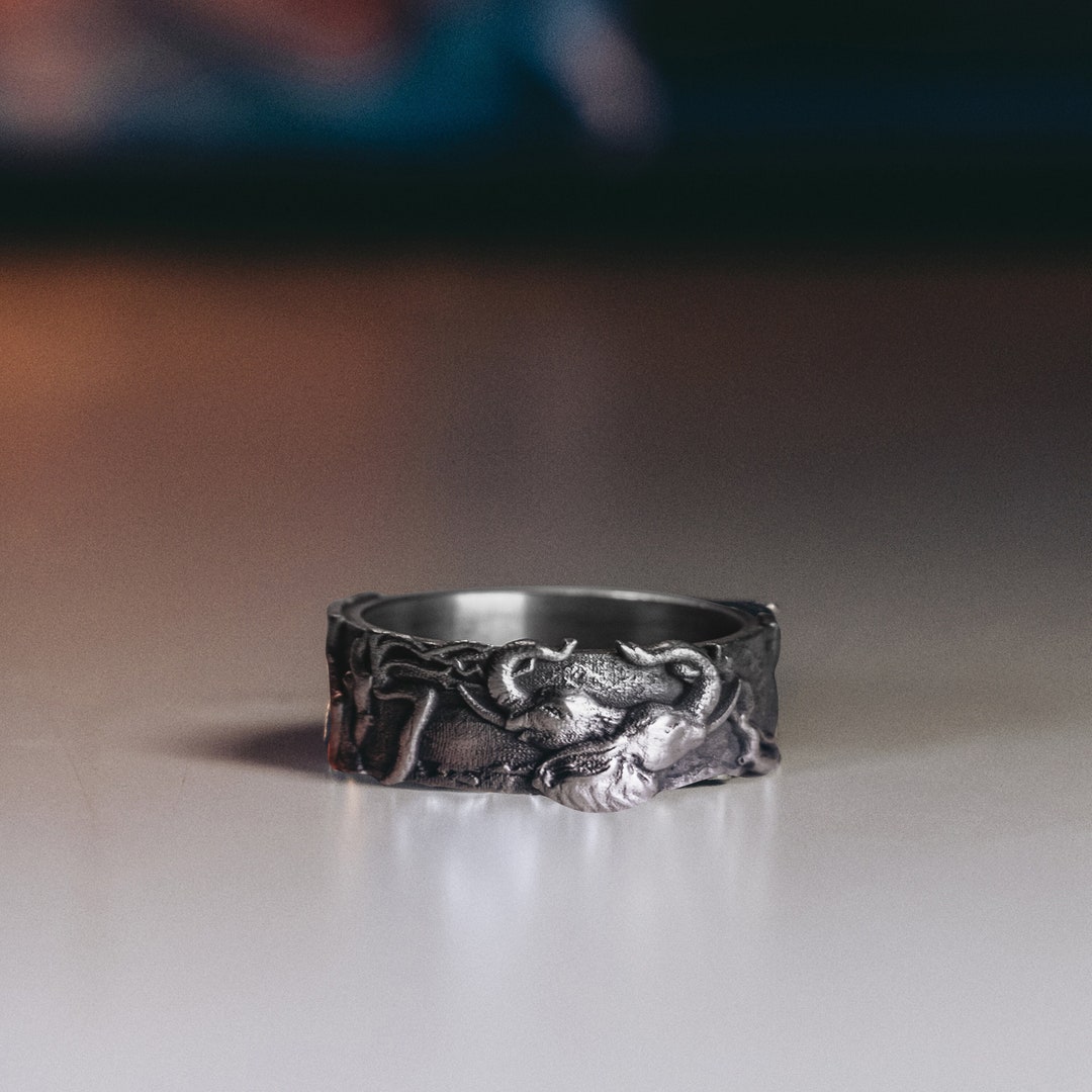 Handmade Elephant Silver Men's Wedding Band Ring, Nature Engagement ...