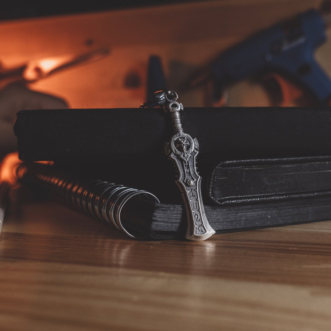 Glaive Unusual Weapon Silver Men Necklace With Skull, Gothic Blade ...