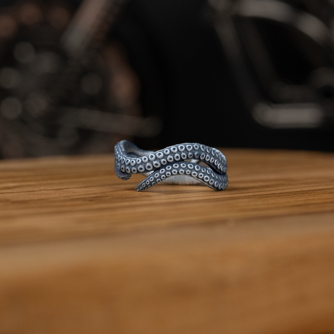 925 Silver Octopus Tentacle Men's Band Ring, Squid Ring for Best Friend ...