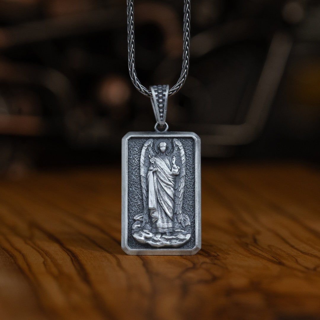 St Gabriel the Archangel Personalized Silver Pendant, Handmade ...