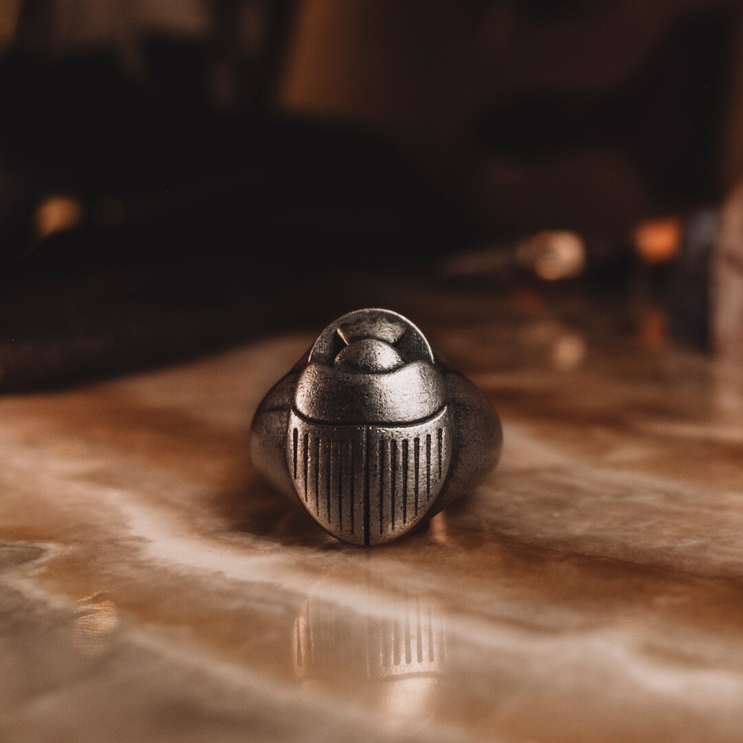 Egyptian Scarab Ring for Men in Silver Beetle Ring for - Etsy