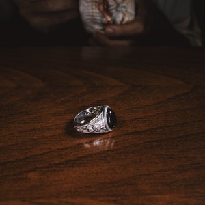 Victorian Style Mens Vintage Ring With Black Onyx, 925 Sterling Silver ...