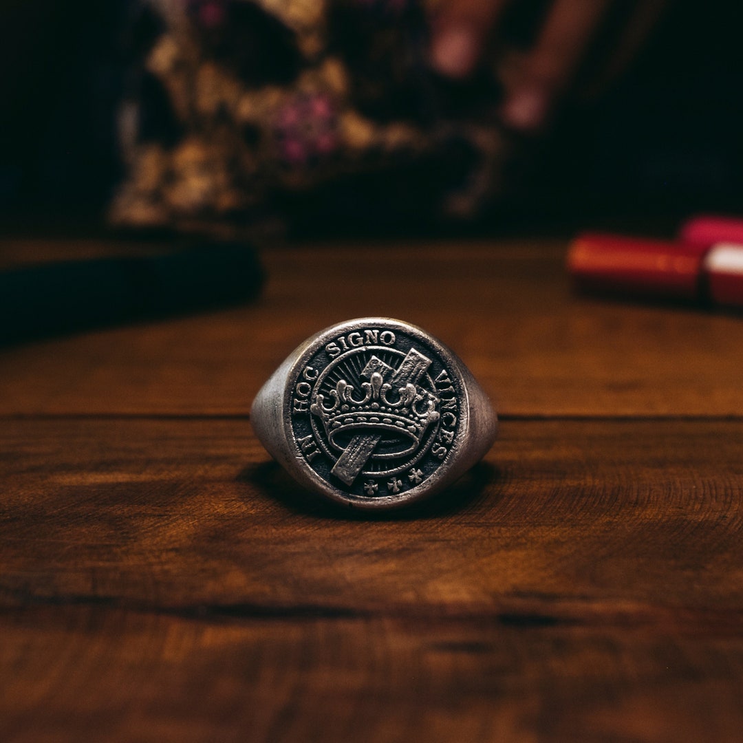 Cross Pinky Signet Ring in Silver for Men, Knight Templar Christian ...
