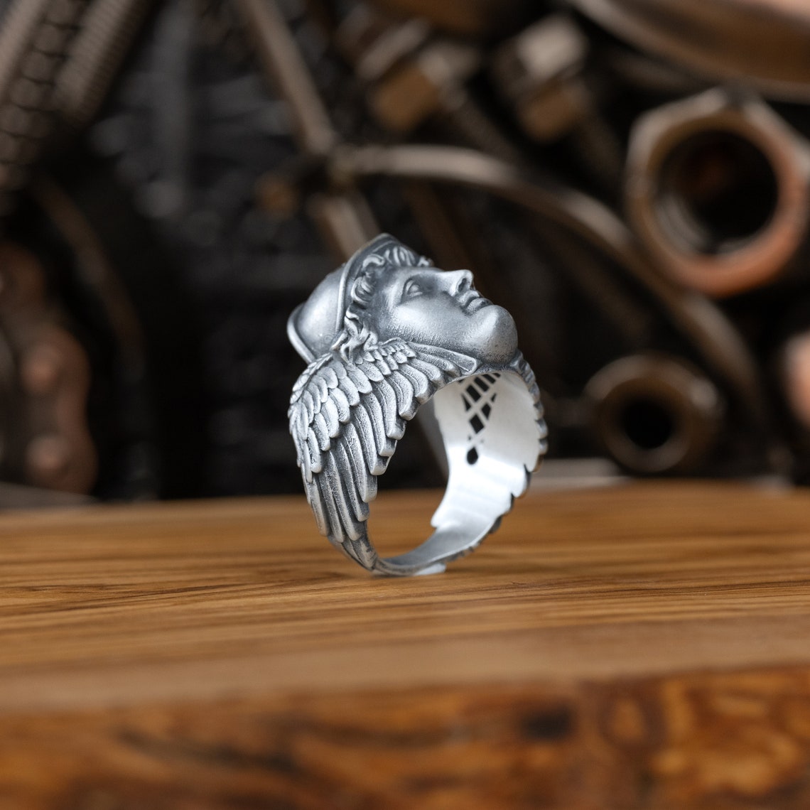 Greek Gods Hermes Herald Men's Ring, Ancient Greek Mythology 925 Silver ...