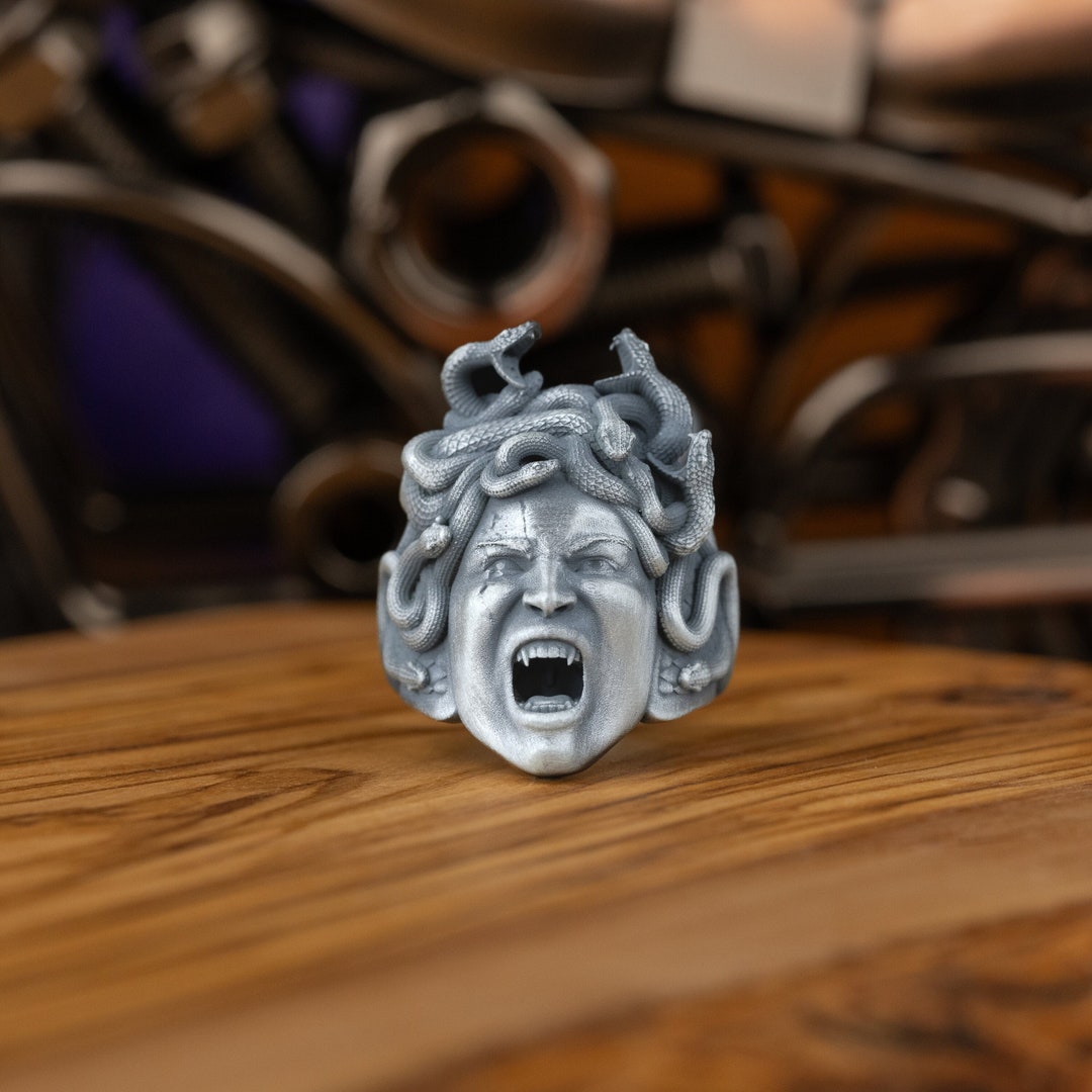 Gorgon Angry Medusa Sterling Silver Ring, Snake Hair Greek Mythology ...
