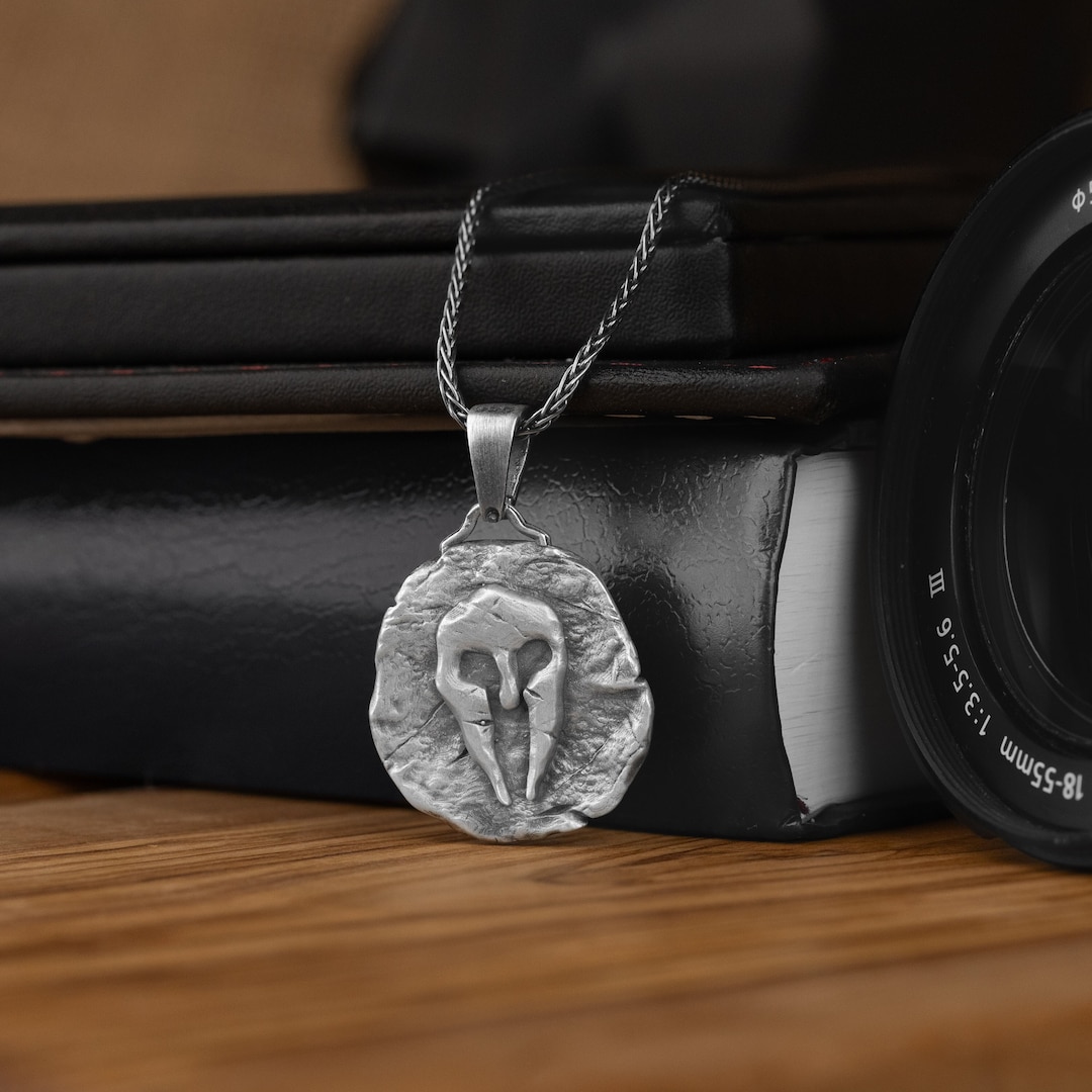 Ancient Greek Coin Necklace in Silver, Spartan Warrior Coin Necklace ...