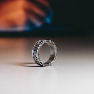 Leaf and Flower Engraved Band Ring for Men, Handmade Floral Mens ...