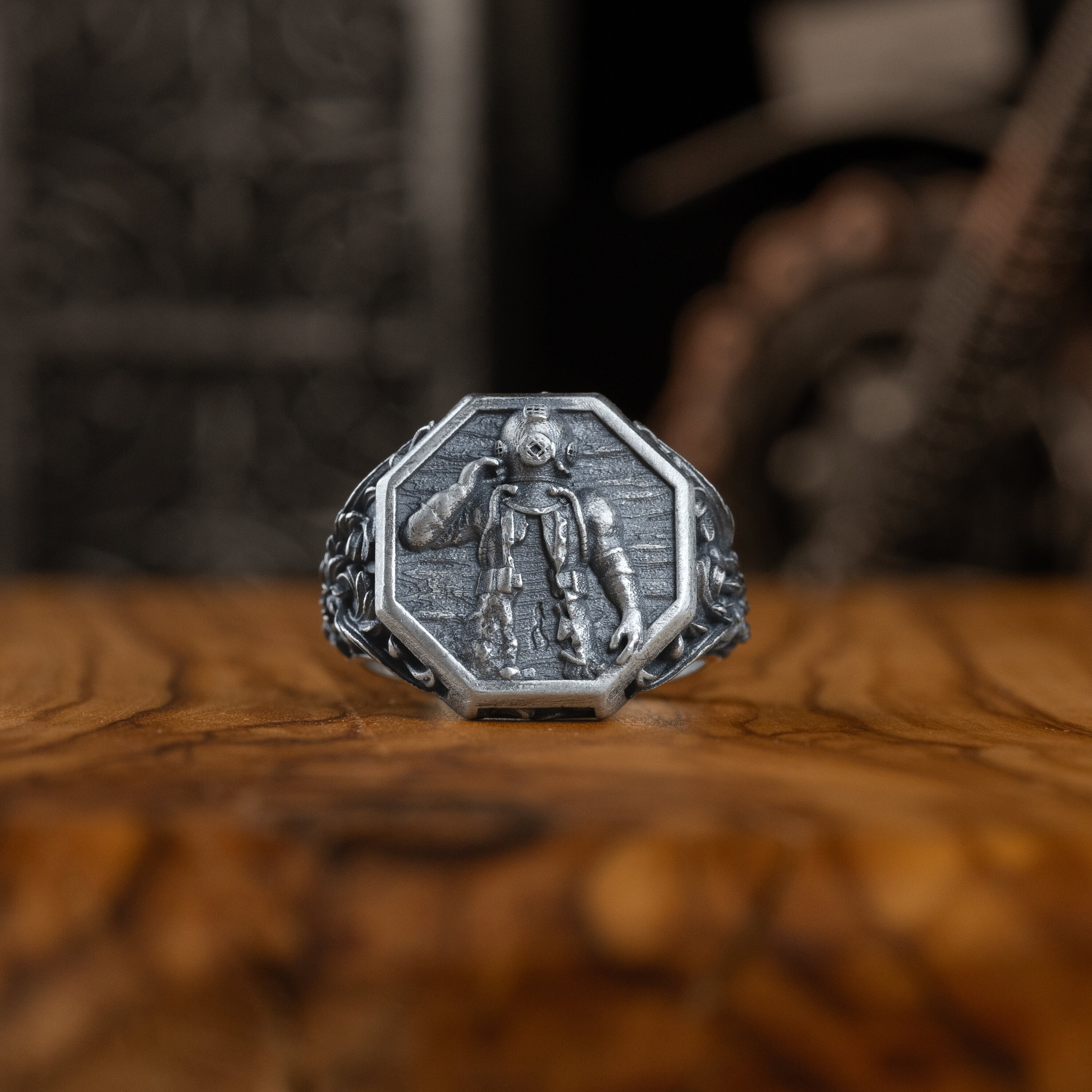 Signet Ring With Scuba Diving in Silver, Scuba Water Sport Gift for ...