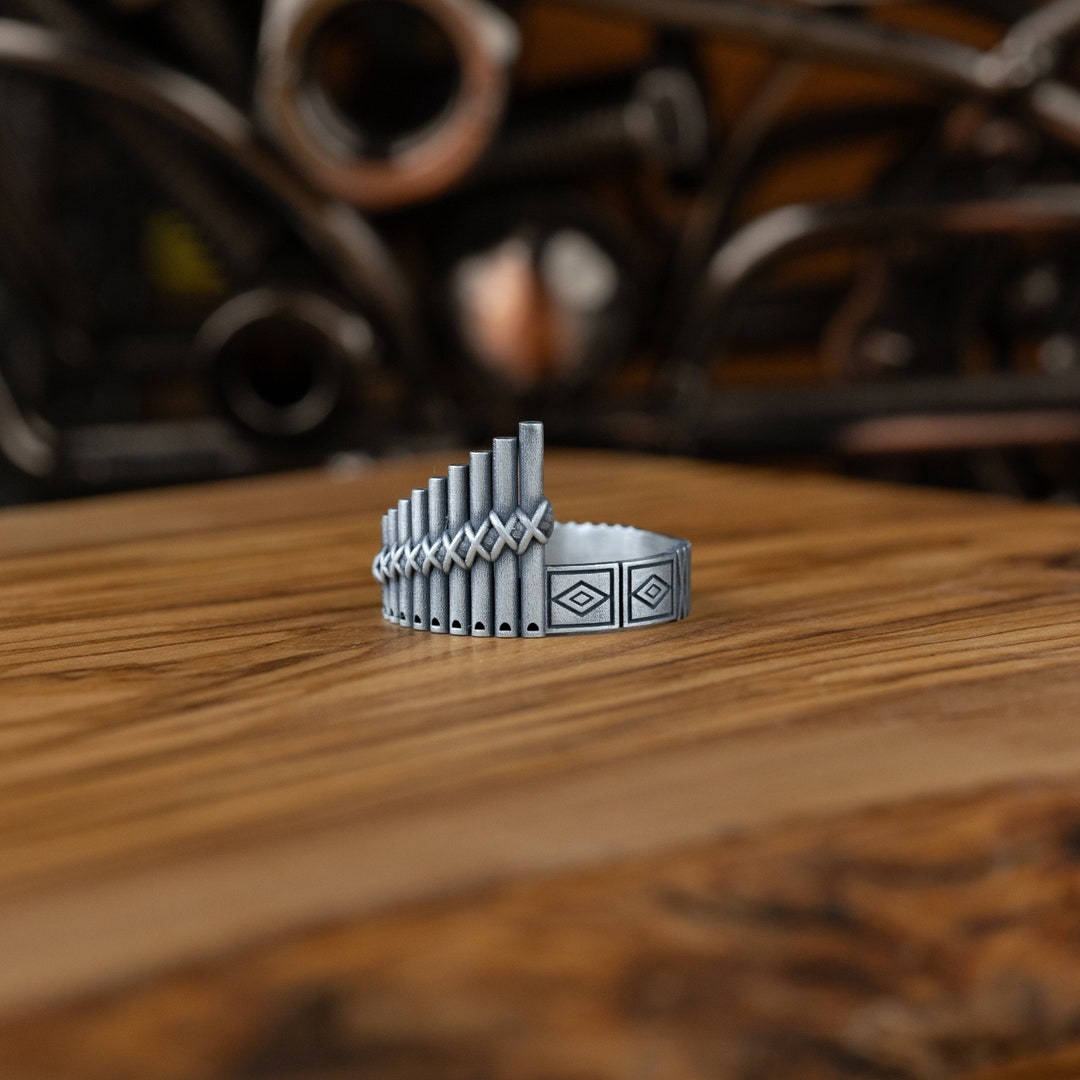 Handcrafted Pan Flute Ring for Men, Musical İnstrument Gift Ring for ...