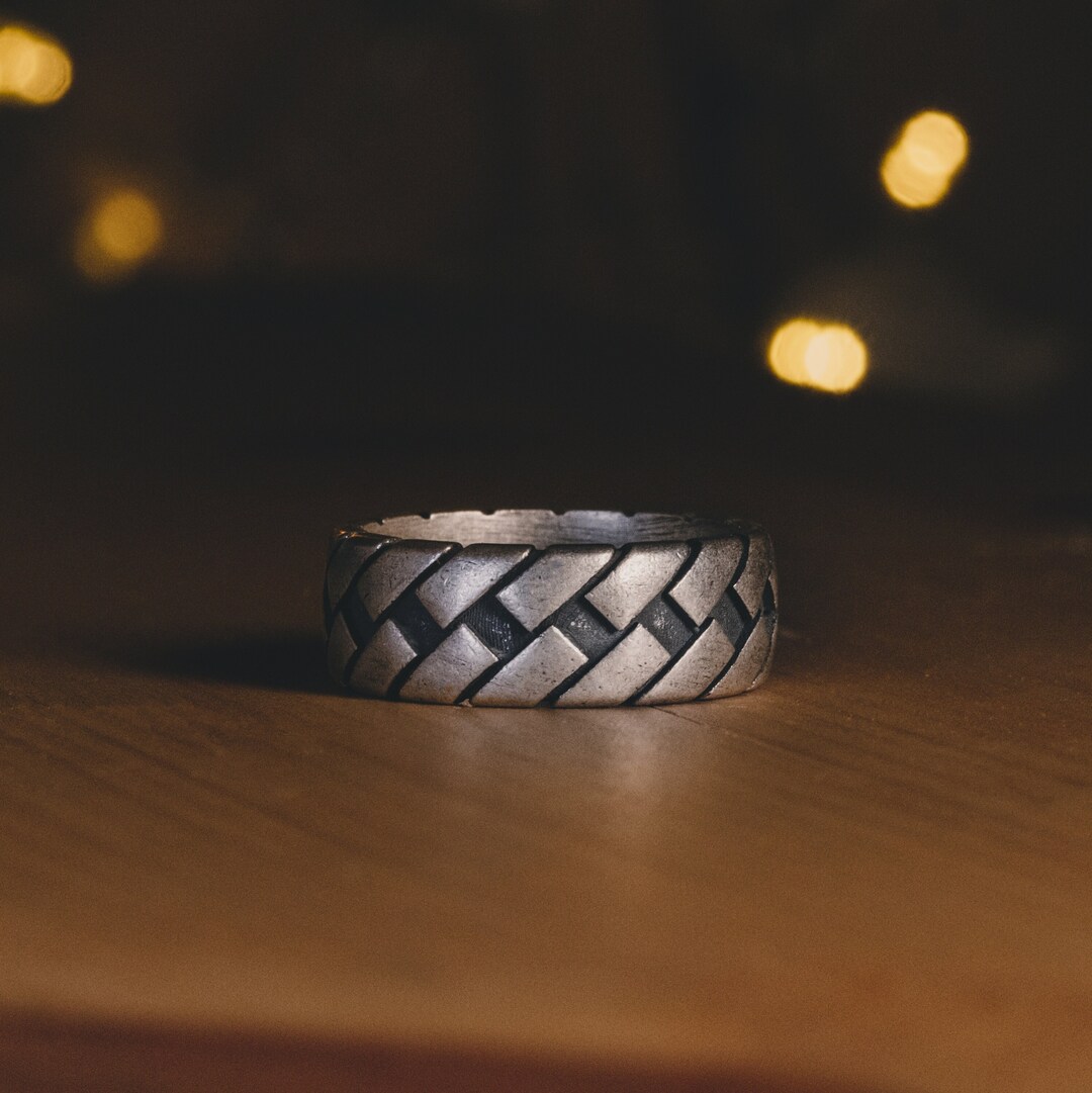 Geometric 925 Silver Men Wedding Ring, Men Engagement Ring, Men Wedding ...