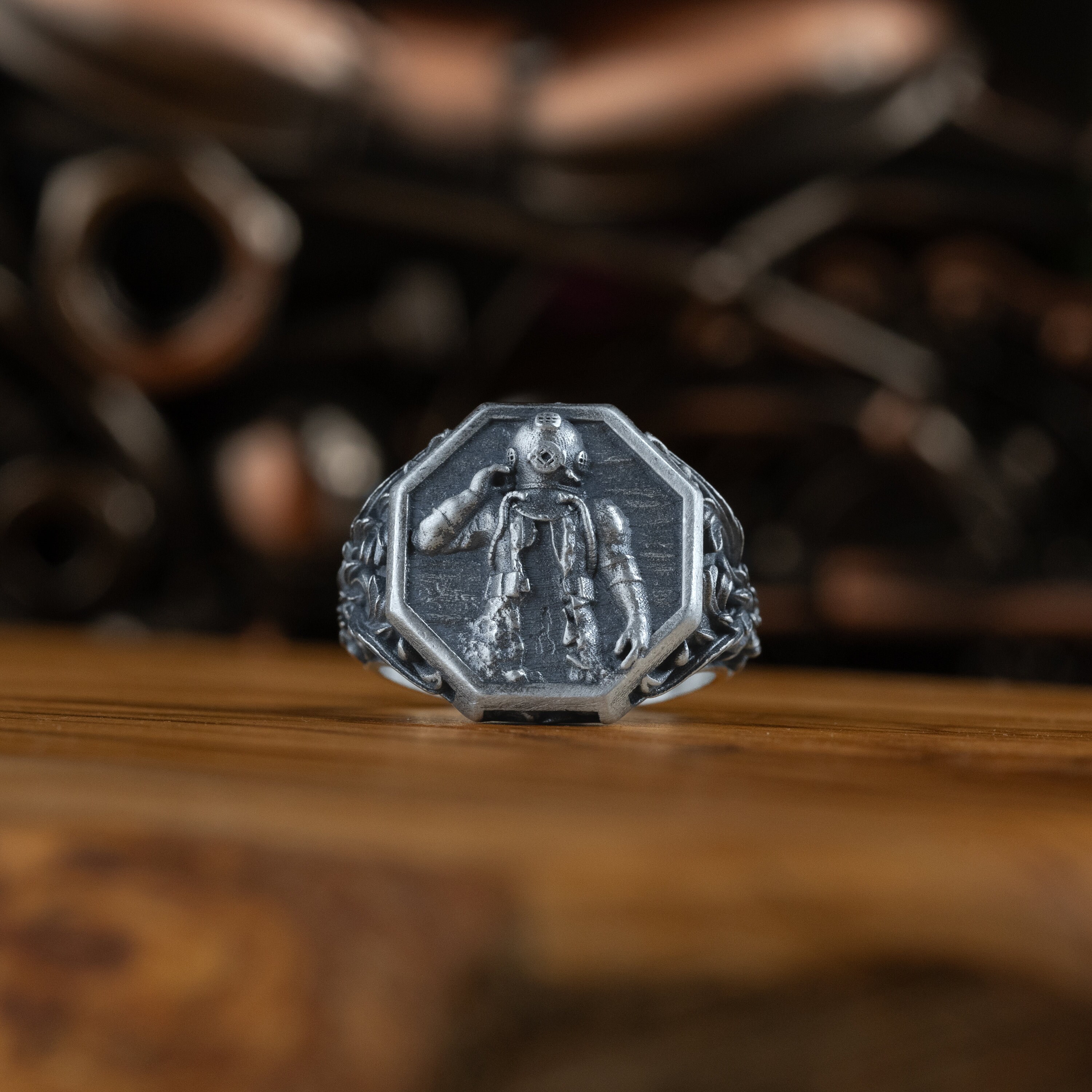 Signet Ring With Scuba Diving in Silver, Scuba Water Sport Gift for ...