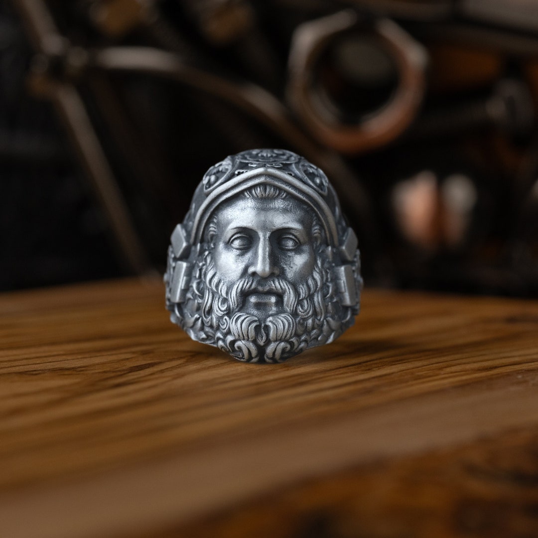 925 Silver Hephaestus God of Blacksmith Ring, Ancient Greek Gods ...