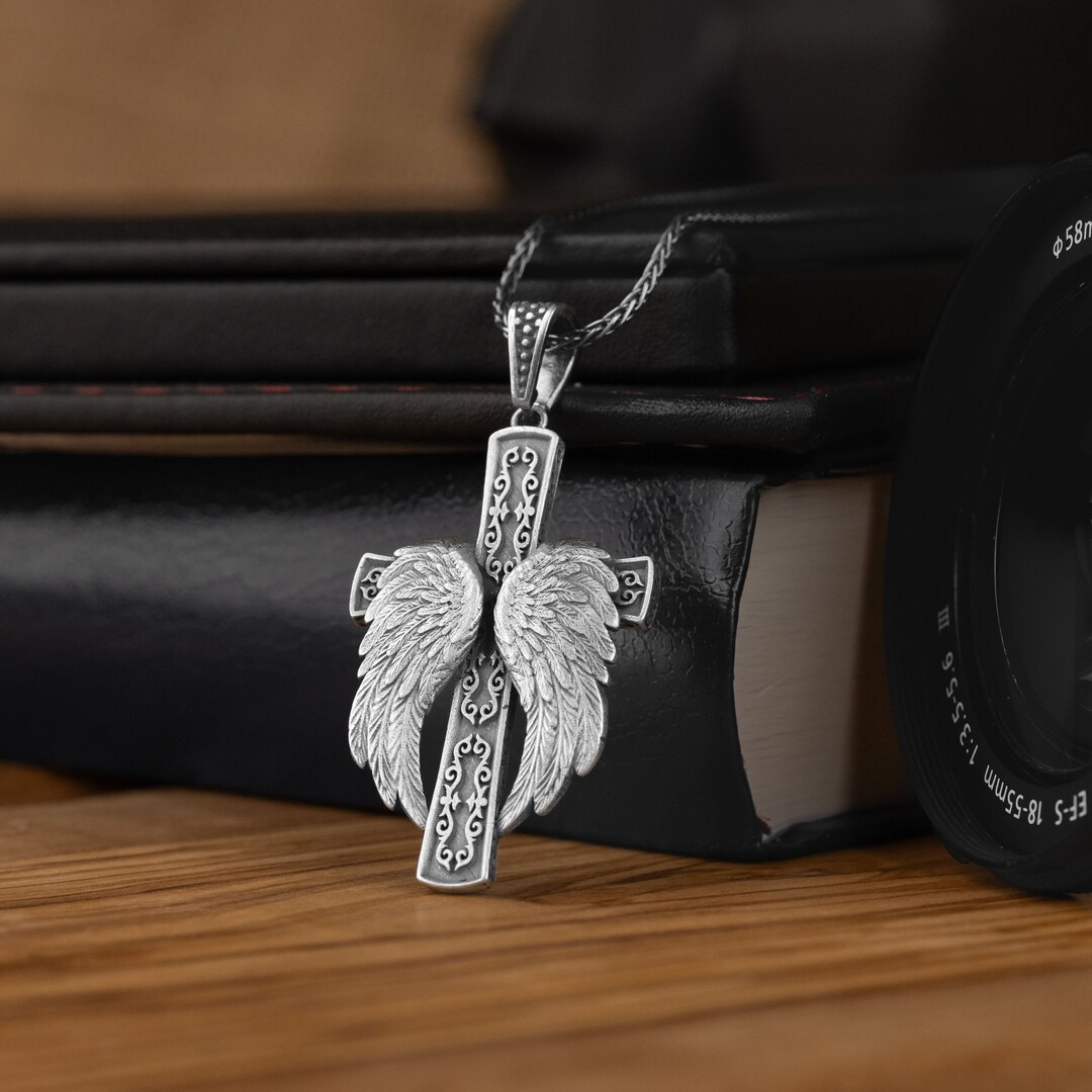 Silver Celtic Crucifix Men Charm Cross Necklace, Crucifix Men Necklace ...