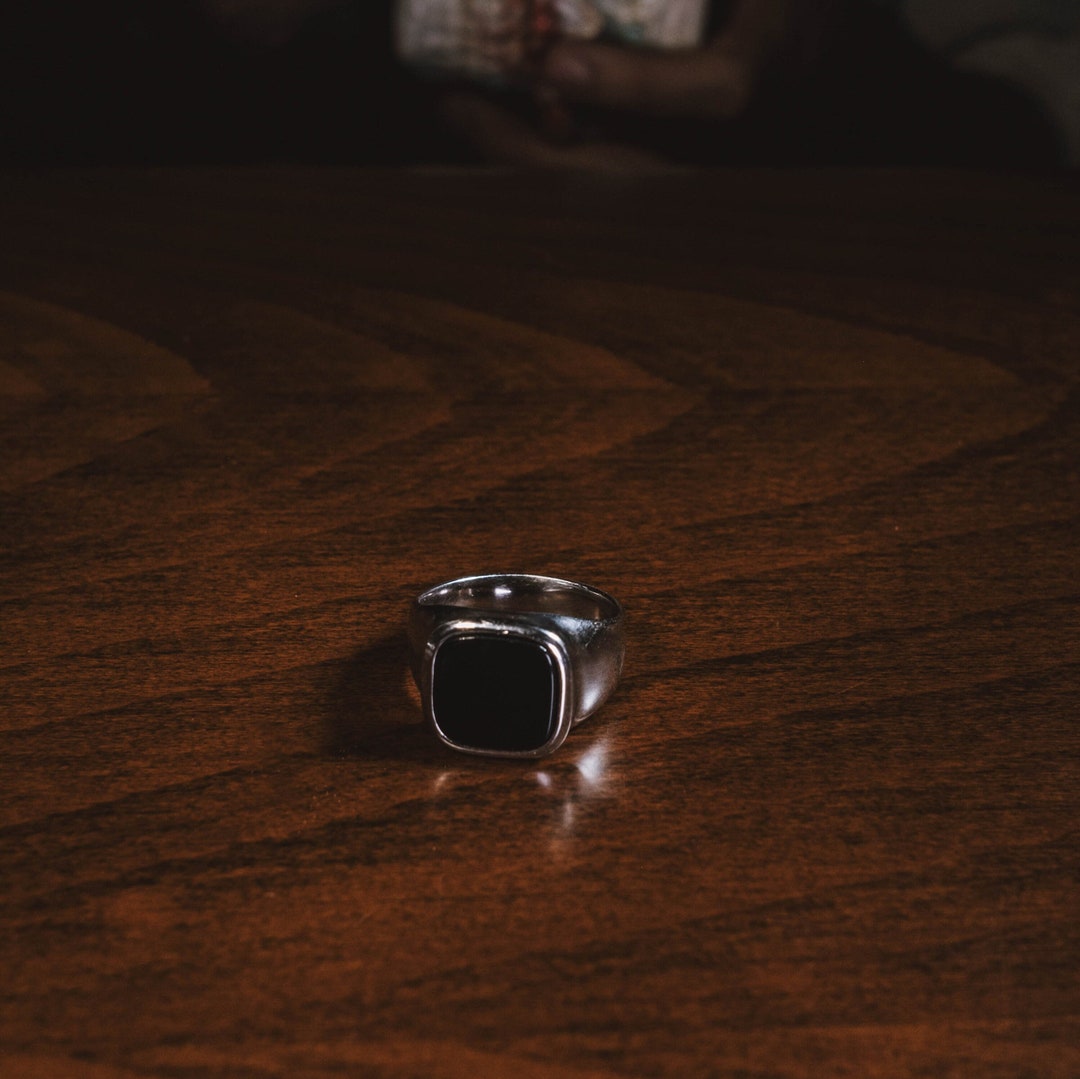 Vintage Ring With Black Onyx in Victorian Style for Mens , Minimalist ...