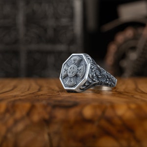 Viking Trinity and Infinity Knot in Cross Ring for Men 925 Sterling ...