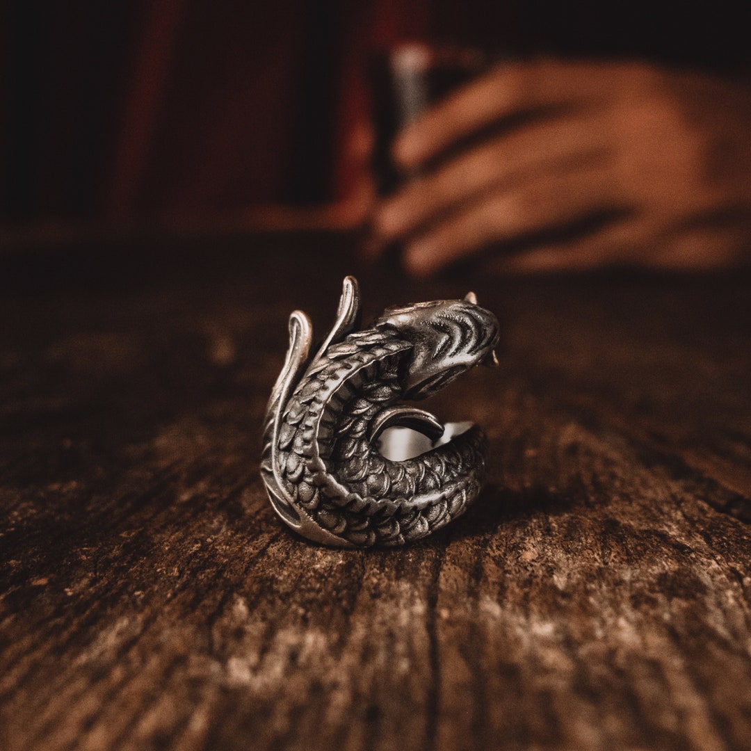 Japanese Koi Fish Cool Silver Ring, Carp Ring for Boyfriend, Sea Animal ...