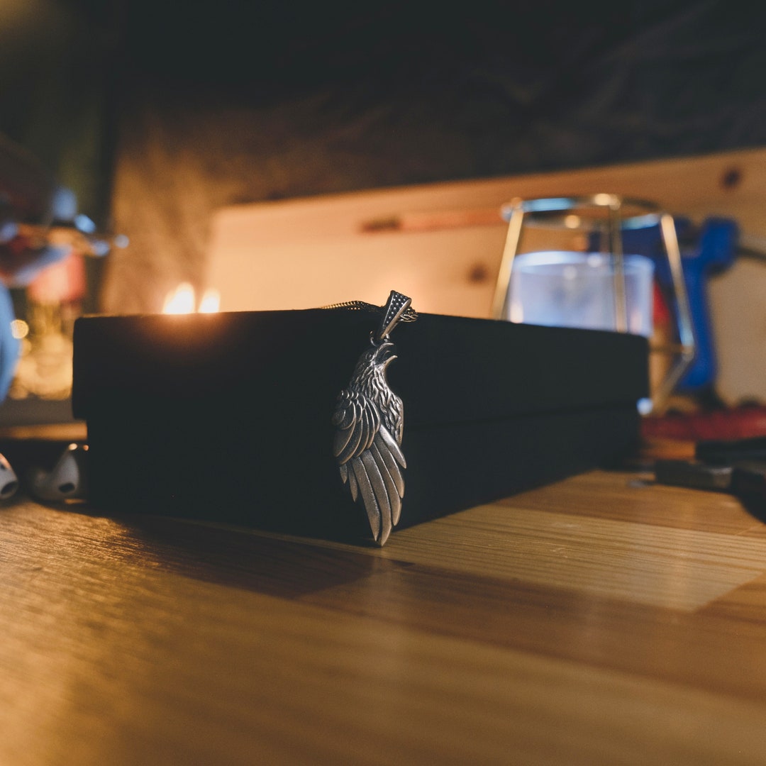 The Prophecy Raven Silver Necklace, Sterling Silver Black Crow Mens ...