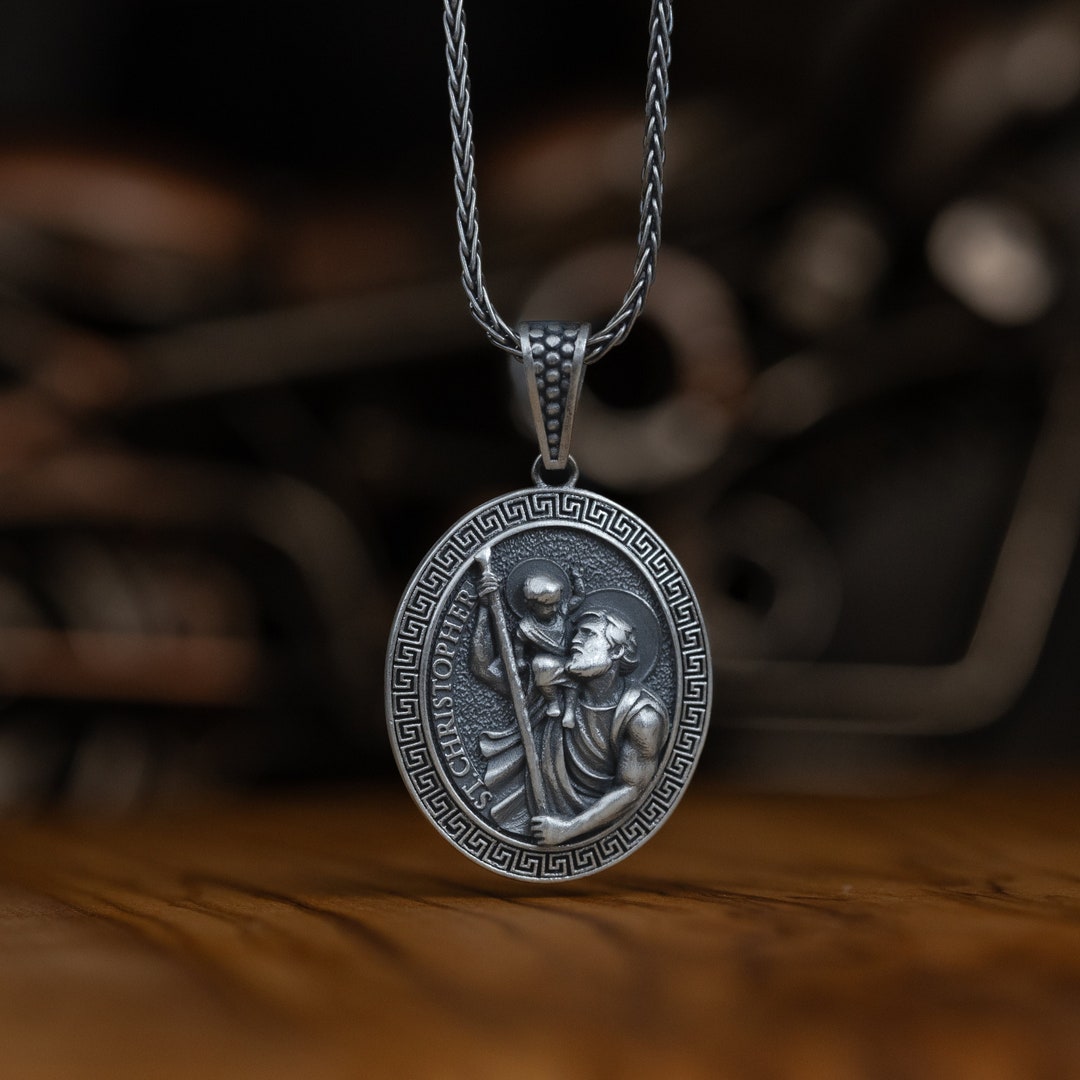 Personalized Saint Christopher Silver Man Necklace, Handmade St ...