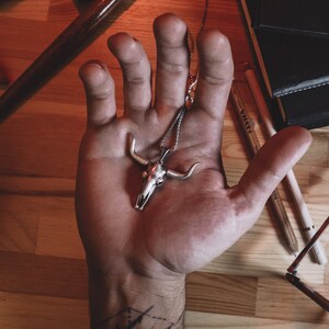 Wild Life Bull Skull Silver Men Necklace, Western Cowboy Necklace for ...