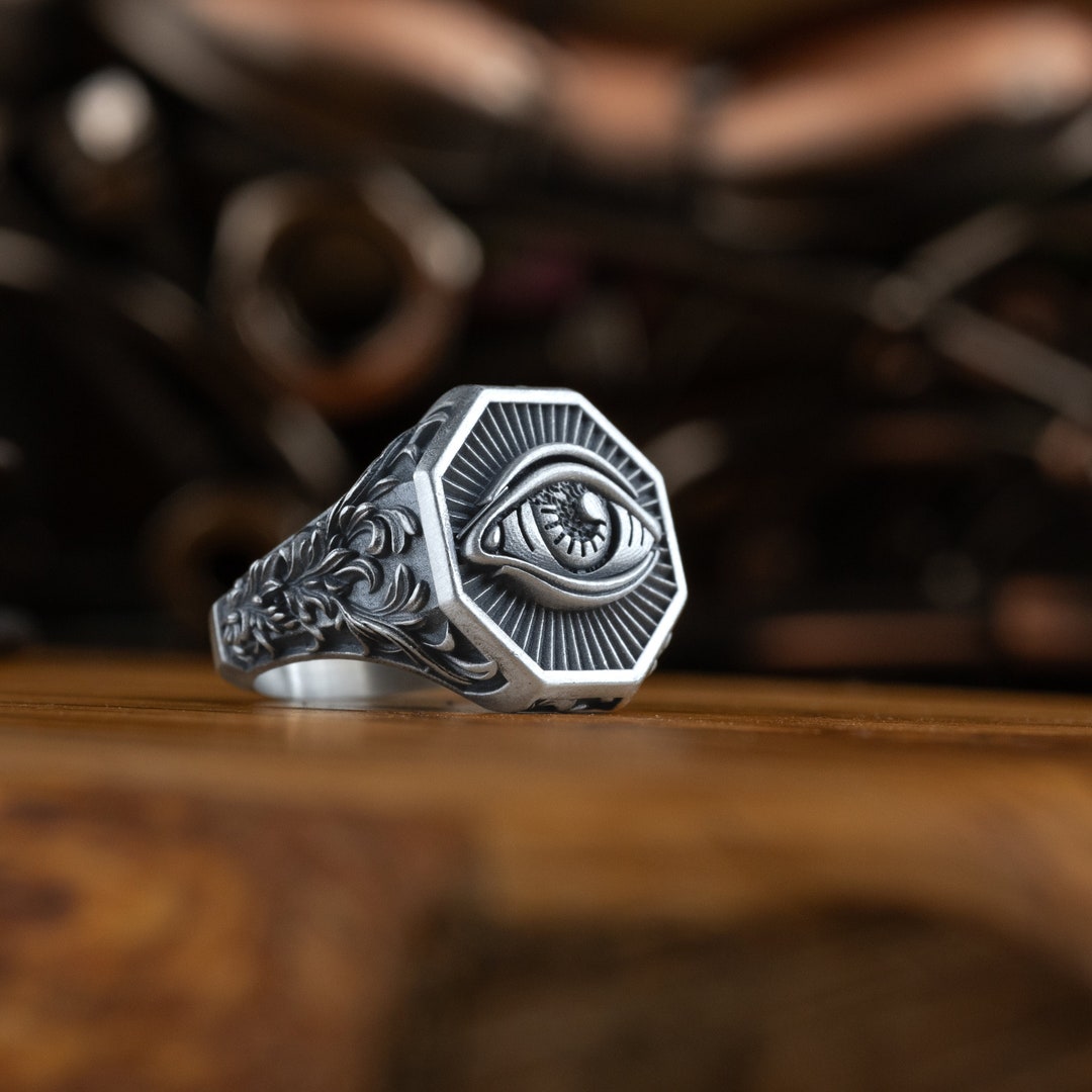 All Seeing Eye Men Ring in Silver for Husband, Eye of Providence Occult ...