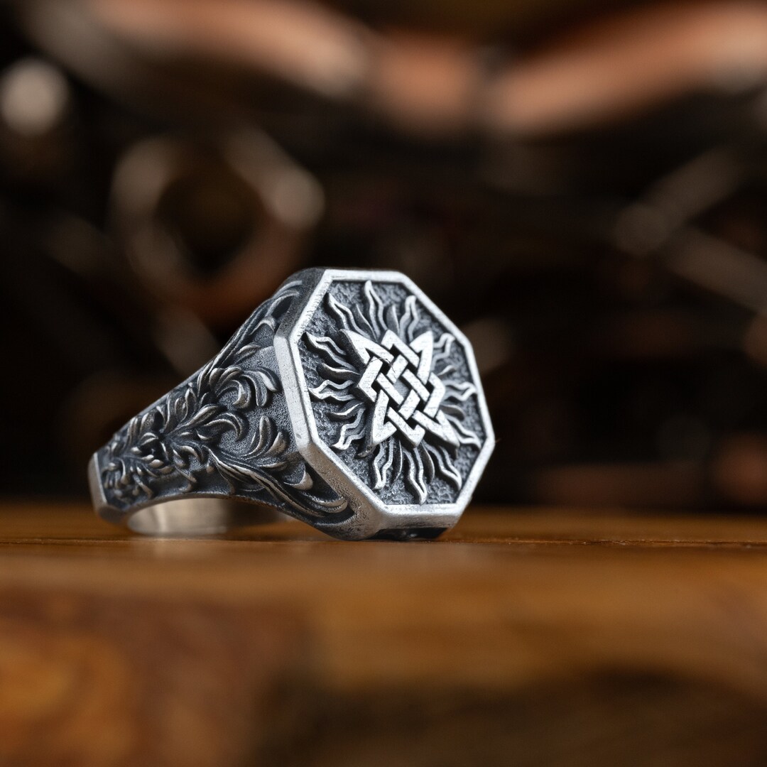 Ancient Celtic Knot Signet Ring for Men in Sterling Silver, Viking ...