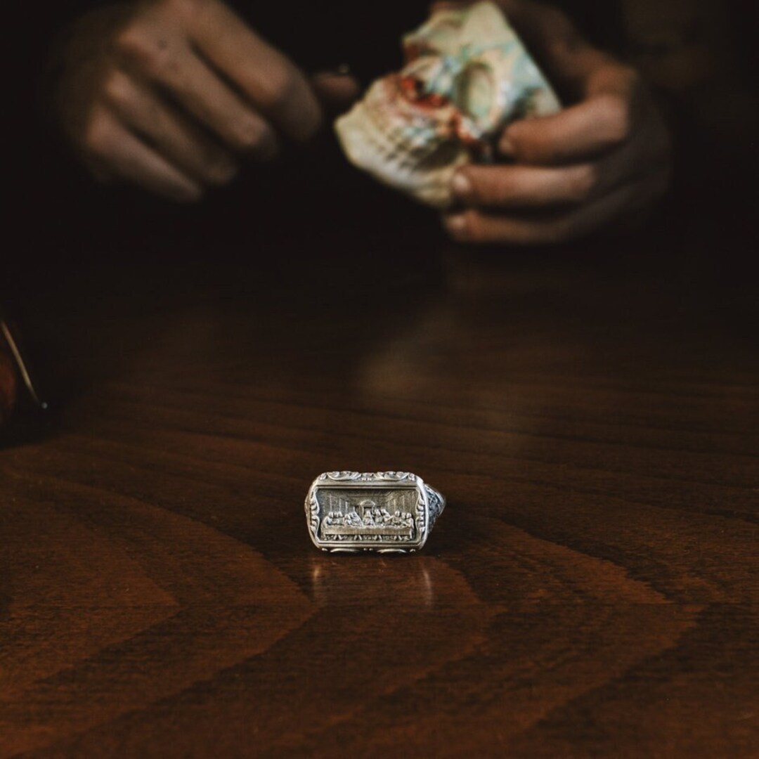 The Last Supper Signet Ring for Men in Sterling Silver Jesus - Etsy