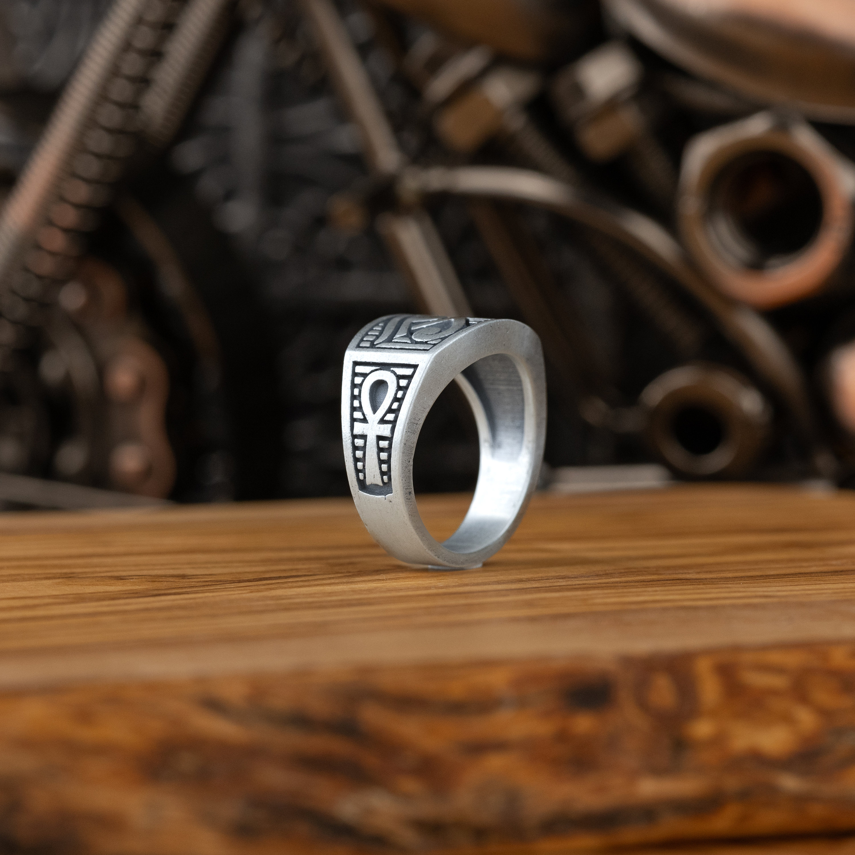 Sterling Silver Men Ring the Eye of Horus and Ankh, Eye of Horus and ...