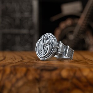 St Christopher Men Signet Ring in Sterling Silver, Faith Ring for ...