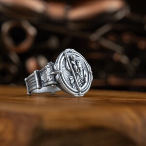 St Christopher Men Signet Ring in Sterling Silver, Faith Ring for ...