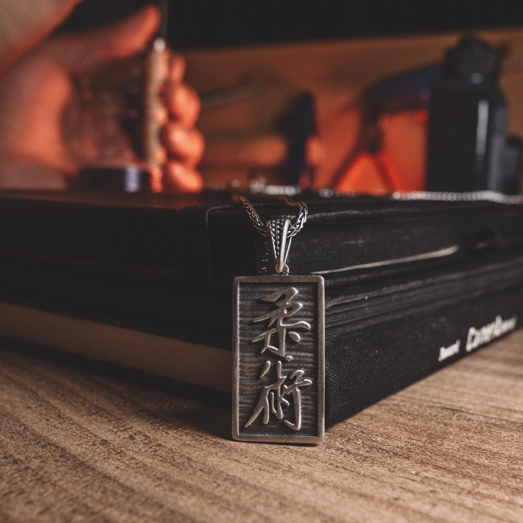 Japanese Kanji Necklace, Silver Jui Jitsu Necklace for Fighters, Japan ...