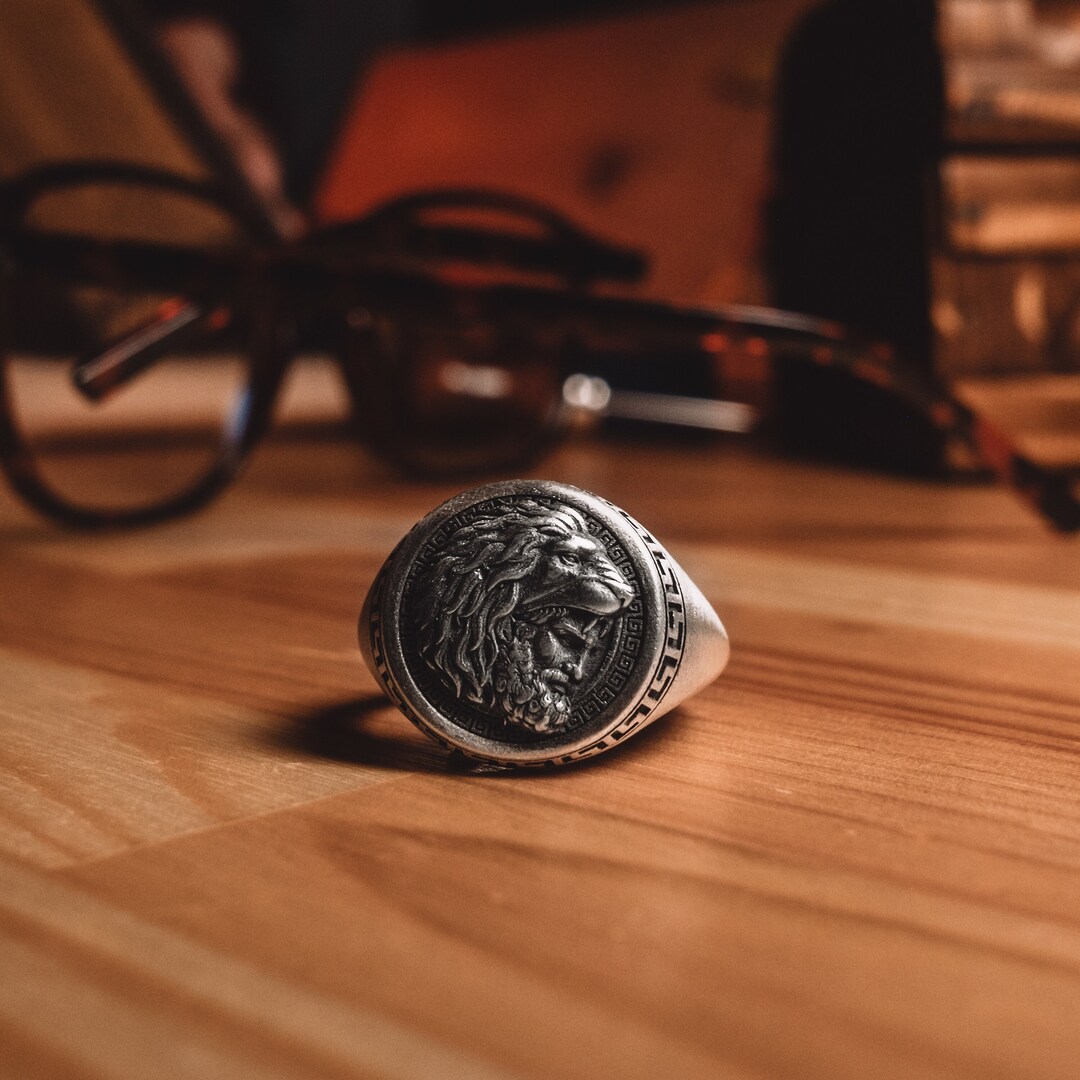 Handmade Nemean Lion and Hercules Ring, Sterling Silver Greek Mythology ...