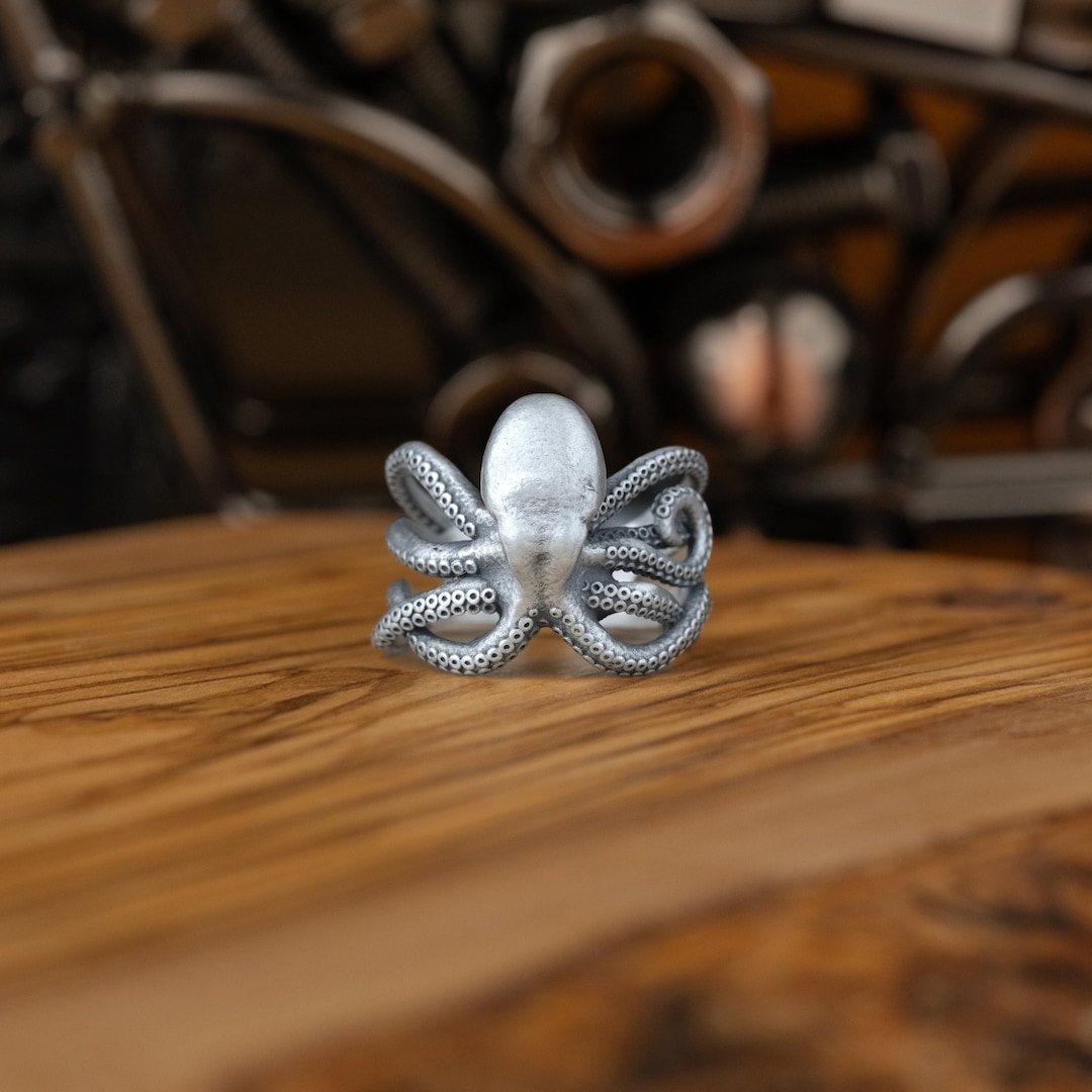 Extraordinary Octopus Ring for Men, Kraken Ring in Oxidized Sterling ...