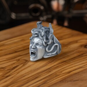 Gorgon Angry Medusa Sterling Silver Ring, Snake Hair Greek Mythology ...