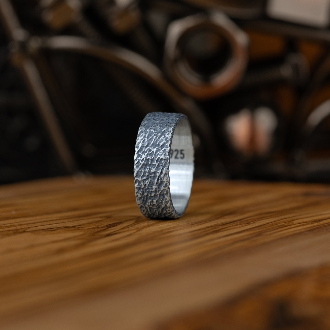 Tides With Waves Band Silver Men Ring, Sterling Silver Japanese Art, Minimalist Waves Band Rings ...