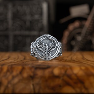 Mythical Creature Phoenix Fire Bird Men Ring in Silver, Wedding Gift ...