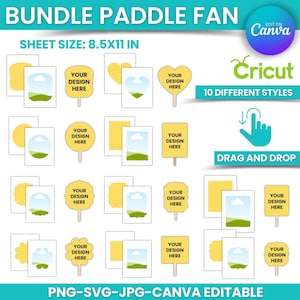 Paddle Fan Template Bundle, Template Bundle, Fan Template Svg, Wedding ...