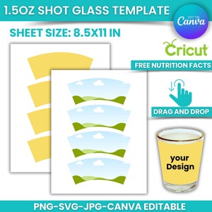 1.5 Oz Shot Glass Template: Sublimation Wrapper (digital Download) - Etsy