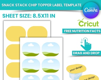 Snack Stack Template, Snack Stack SVG, Chip Topper Label Template, Chig ...