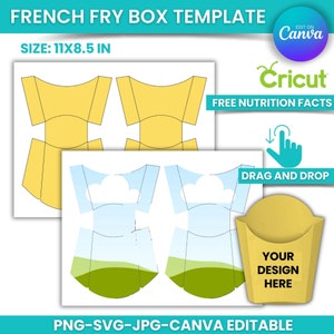 French Fry Box SVG Template: Snack Box, Cricut & Canva (digital ...
