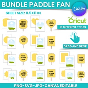 Paddle Fan Template Bundle, Template Bundle, Fan Template Svg, Wedding ...