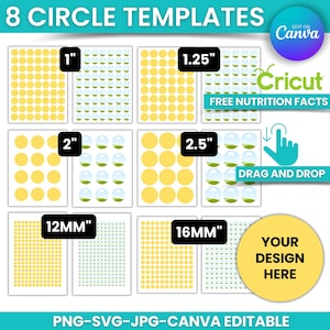 Circle Template Bundle, Blank Circle Label Template, Multipurpose ...