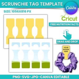 Scrunchie Tag Set Bold Style DIGITAL PDF, Printable Scrunchie Holder ...