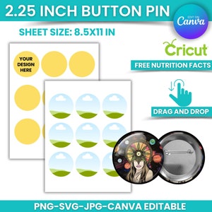 2.25 Inch Button Pin Template, Canva Editable Pin Button Template ...