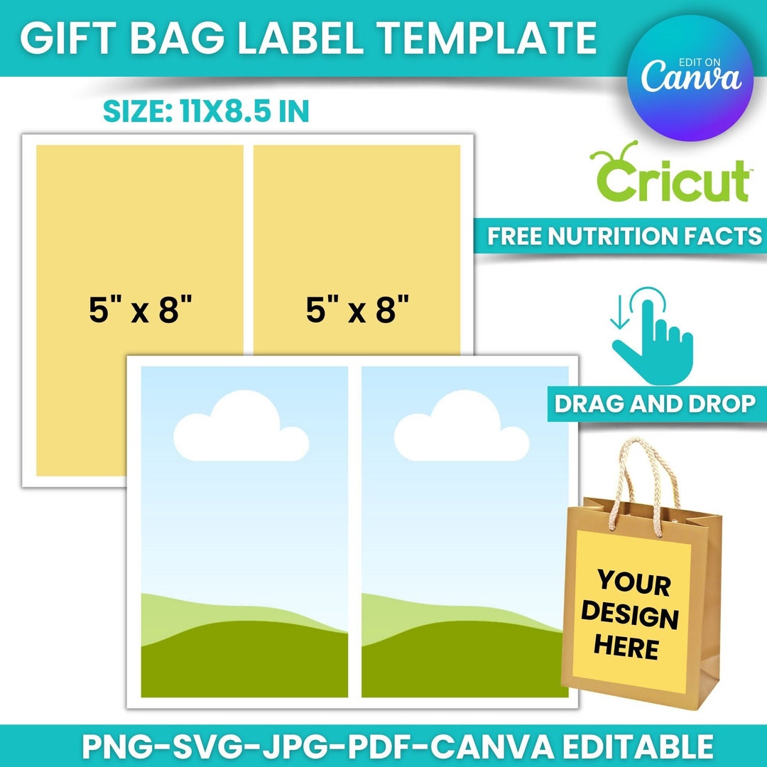Gift Bag Label, Gift Bag Lab Canva Editable Template| DIY | Birthday ...