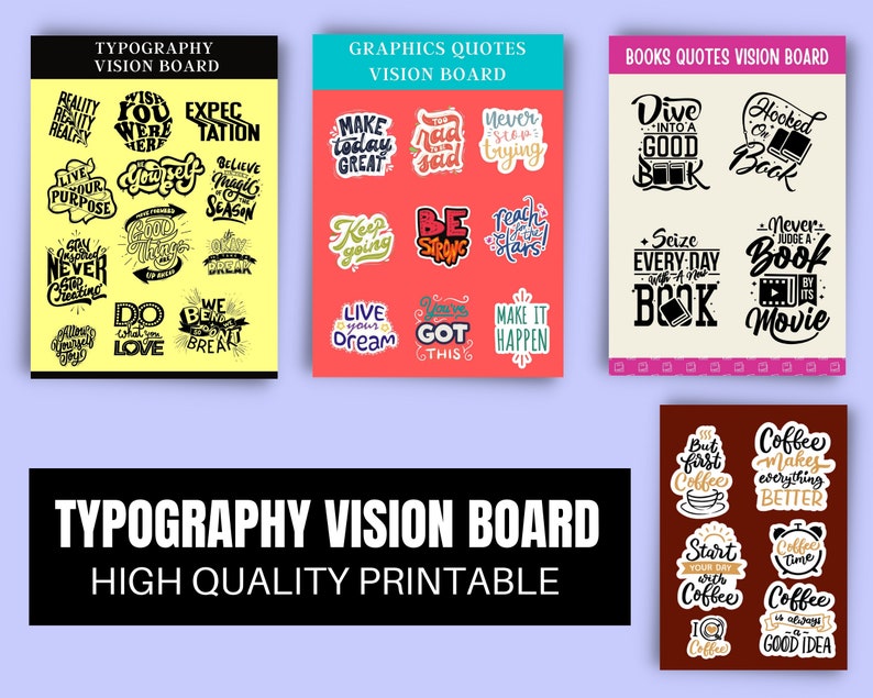 Vision Board Kit: 85+ Printable Images, Quotes, Clipart (PDF Download ...